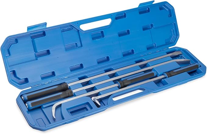 4-Piece Heavy-Duty Pry Bar Set with Plastic Soft Grip and Metal Impact ...