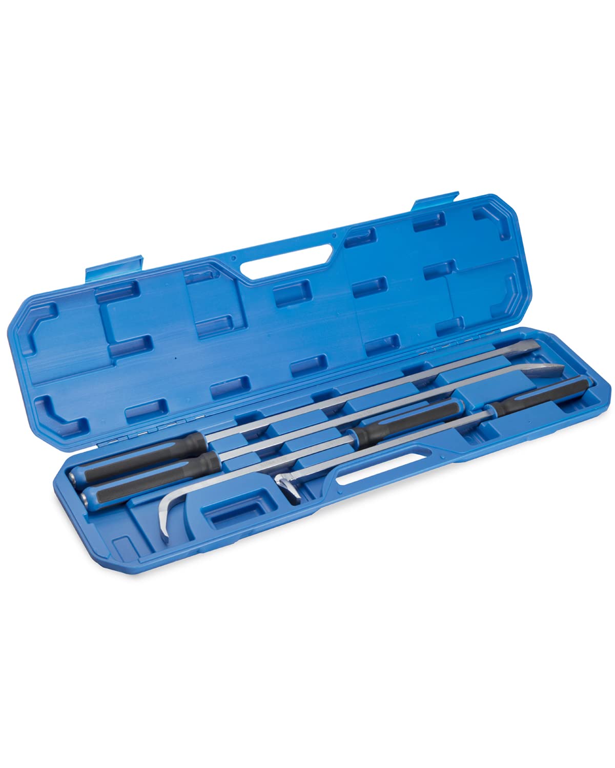 4-Piece Heavy-Duty Pry Bar Set with Plastic Soft Grip and Metal Impact ...