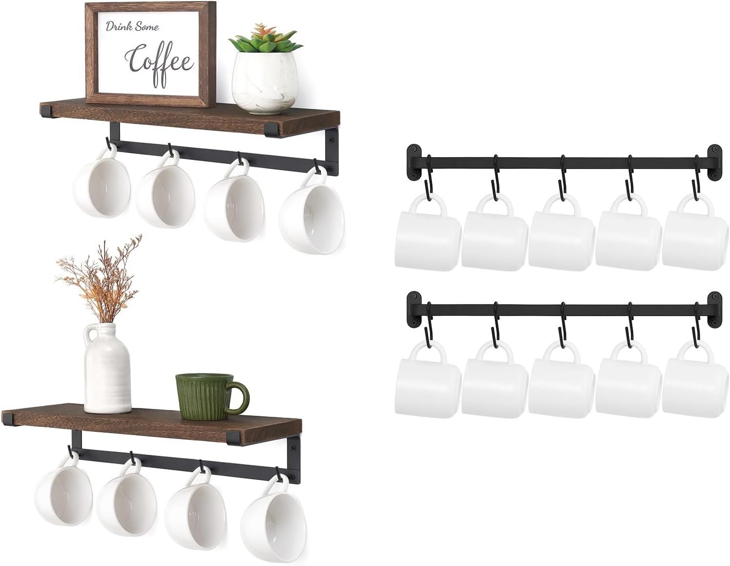 Amazon.com: Dahey Mug Holder Wall Mounted Mug Rack with Hooks, Mug ...