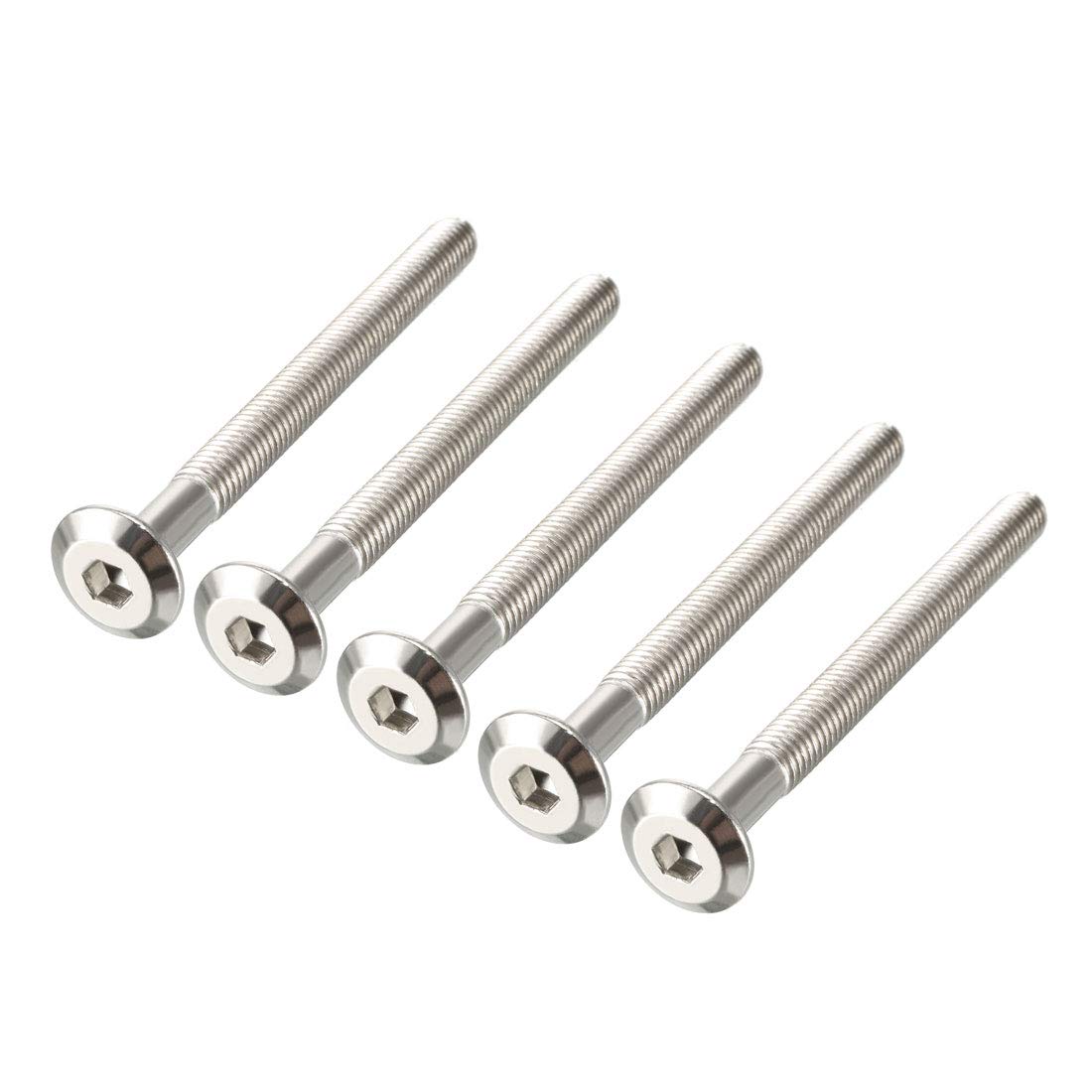 uxcell M6x70mm Furniture Bolts Hex Socket Screws Fastener 48mm Thread ...