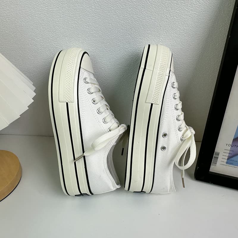REFRASE LIFE Platform Sneakers for Women, White Platform Shoes, Low Top ...