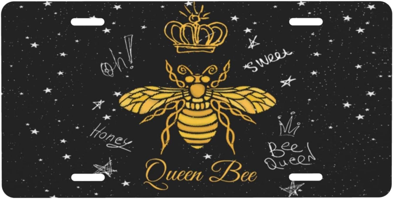 Amazon.com: Cute Bee Insects Cartoon Queen Bee License Plate Aluminum ...