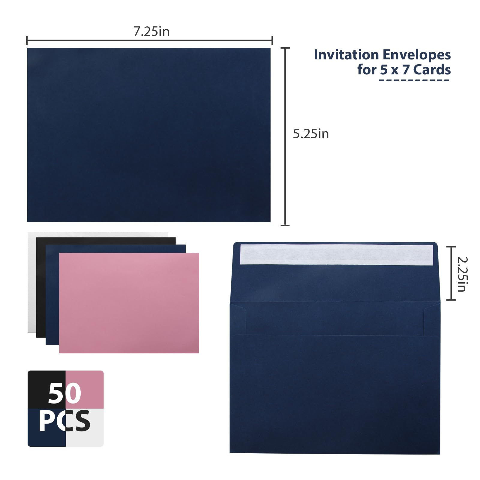 Snapklik.com : Xflyxin 50 Packs Blue A7 Envelopes,5x7 Envelopes For ...