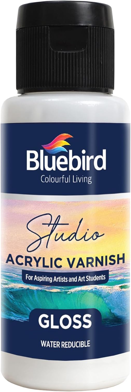 BLUEBIRD Studio Acrylic Varnish, Gloss, 100ML, Non-Yellowing, Non-Toxic, Anti-Crazing, Basic ...