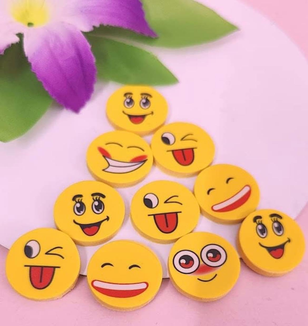 Lovely Happy Funny Cute Smiling face Emoji Eraser for School Kids (12 ...