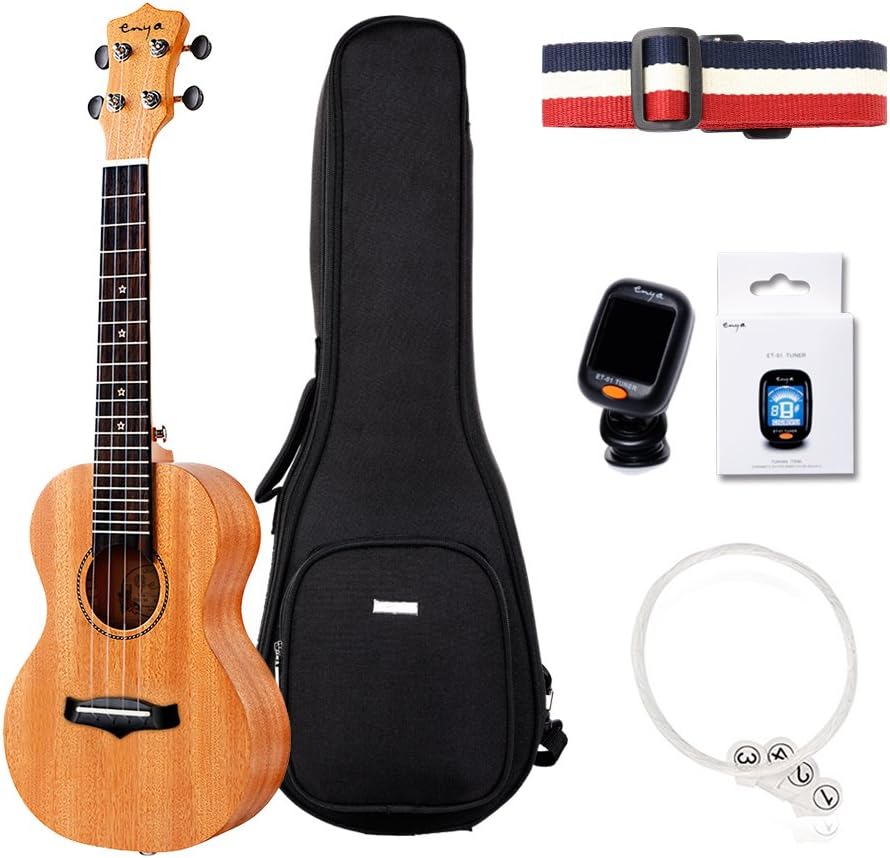 Amazon.com: Enya Concert Solid Mahogany Ukulele KUC-25D Set with gig ...