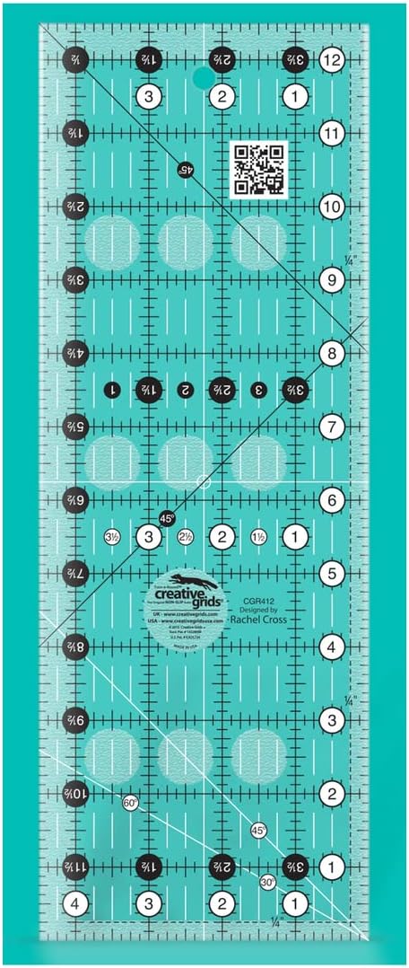 Amazon.com: Creative Grids Quilting Ruler 4 1/2in x 12 1/2in