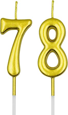 Amazon.com: 78th & 87th Birthday Candles, Gold Number 78 87 Candle for ...