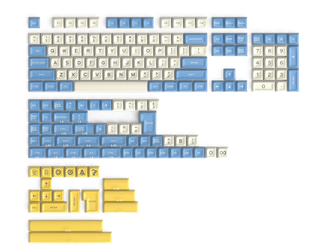 172 Keys ABS Keycaps Set, AFSA Profile DYE-SUB Suitable for Cherry MX ...