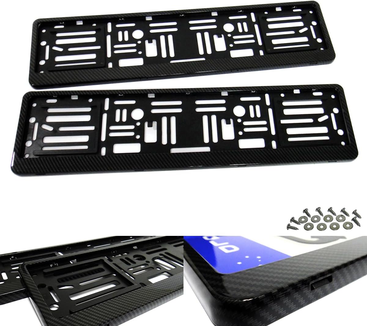 RZG 2x Carbon Fibre Fiber Hydrographic UK EU Car Licence Registration ...