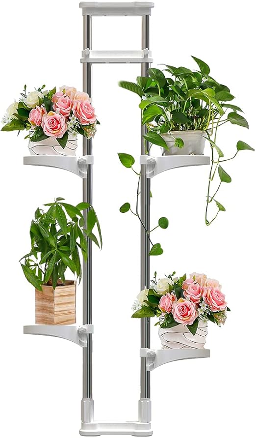 Amazon.com : BAOYOUNI Indoor Window Plant Stand Metal Double Pole ...
