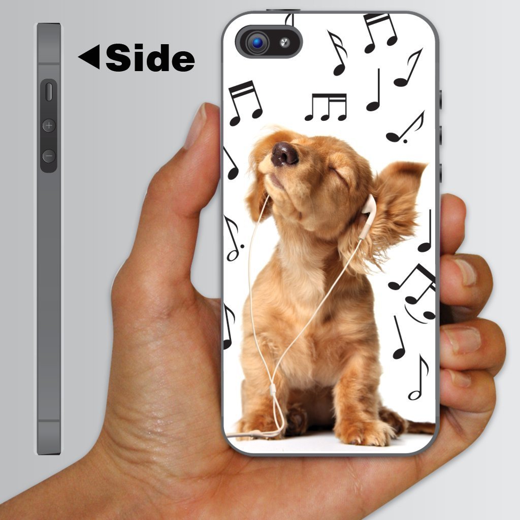 Amazon.com: iPhone 5 case - Funny Dog Designs Music Puppy - Clear ...