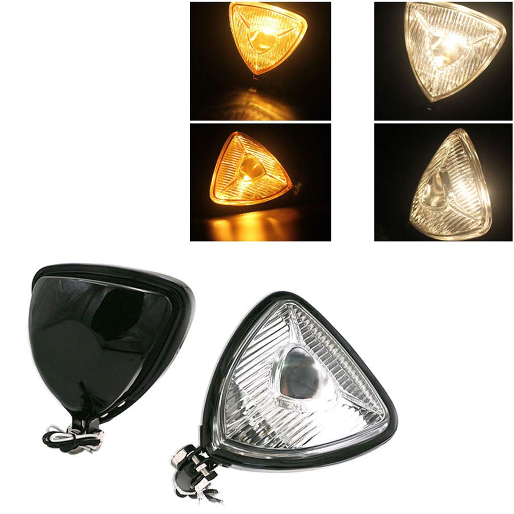 Bahoo 12V 55W Motorcycle Triangle Headlight Lamp Chopper Bobber Type 4 ...