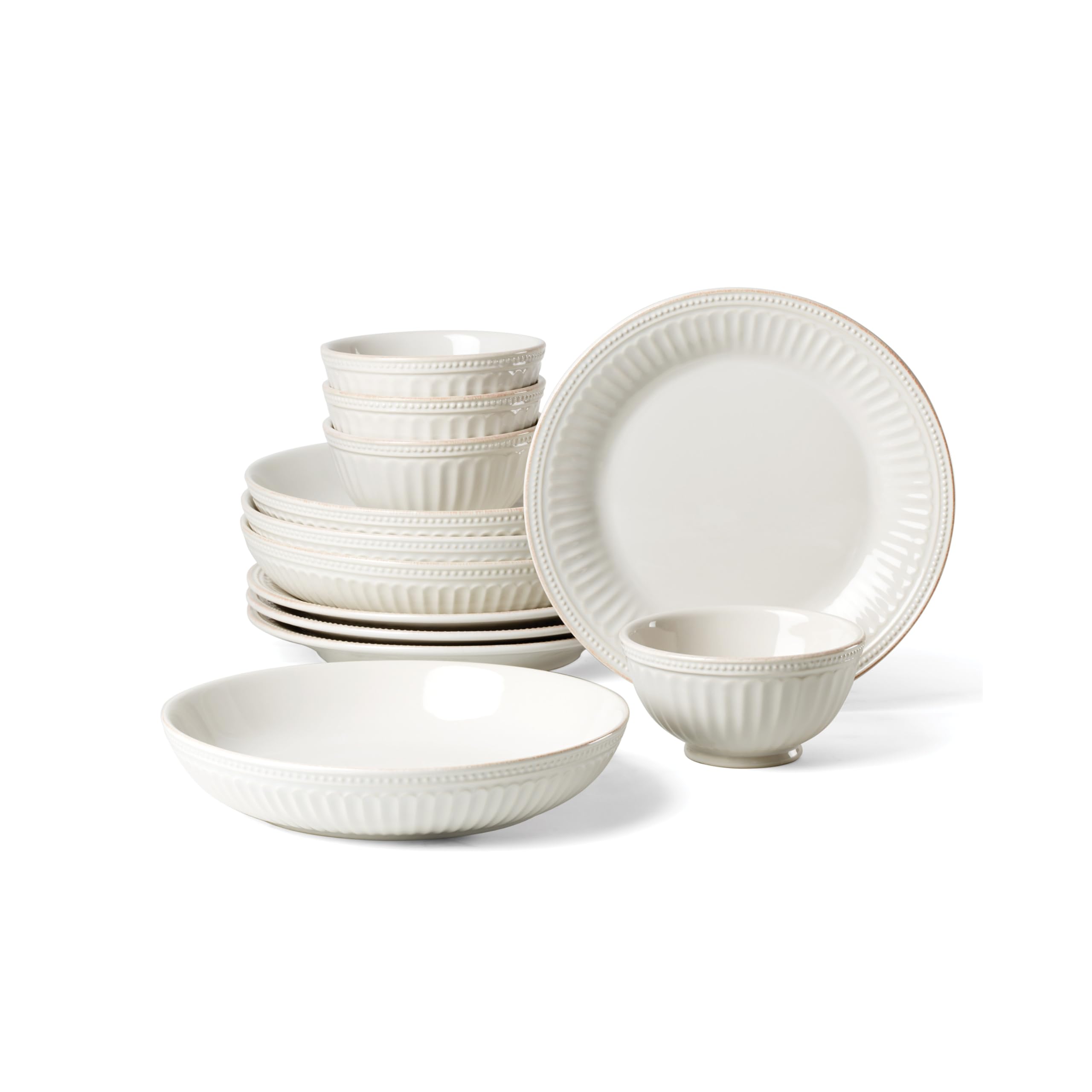 Snapklik.com : Lenox French Perle Groove, 12 Count, 12-Piece Dinnerware Set