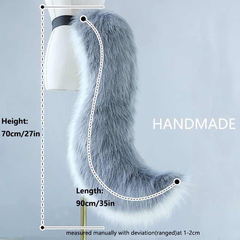 Amazon.com: KSence Handmade Realistic Grey and White Fluffy Wolf Tail ...