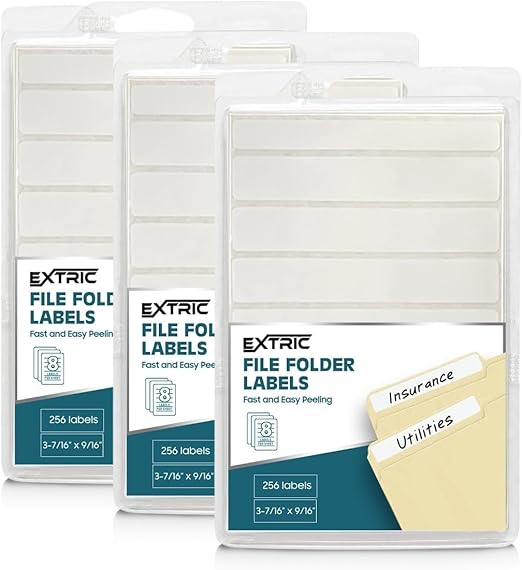 Amazon.com : File Folder Labels 3 Packs File Labels White Stickers a ...
