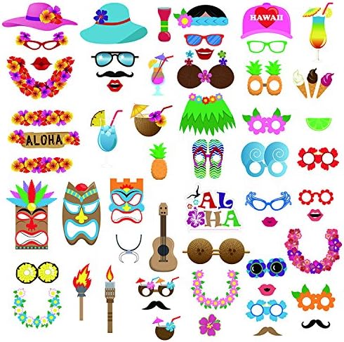 Amazon.com: Hawaii Photo Booth Props,Aloha Photo Booth Props,Tropical ...