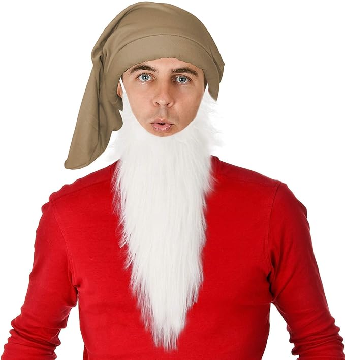 Amazon.com: Brown Dwarf Hat with White Dwarf Beard Grumpy Costume Set ...
