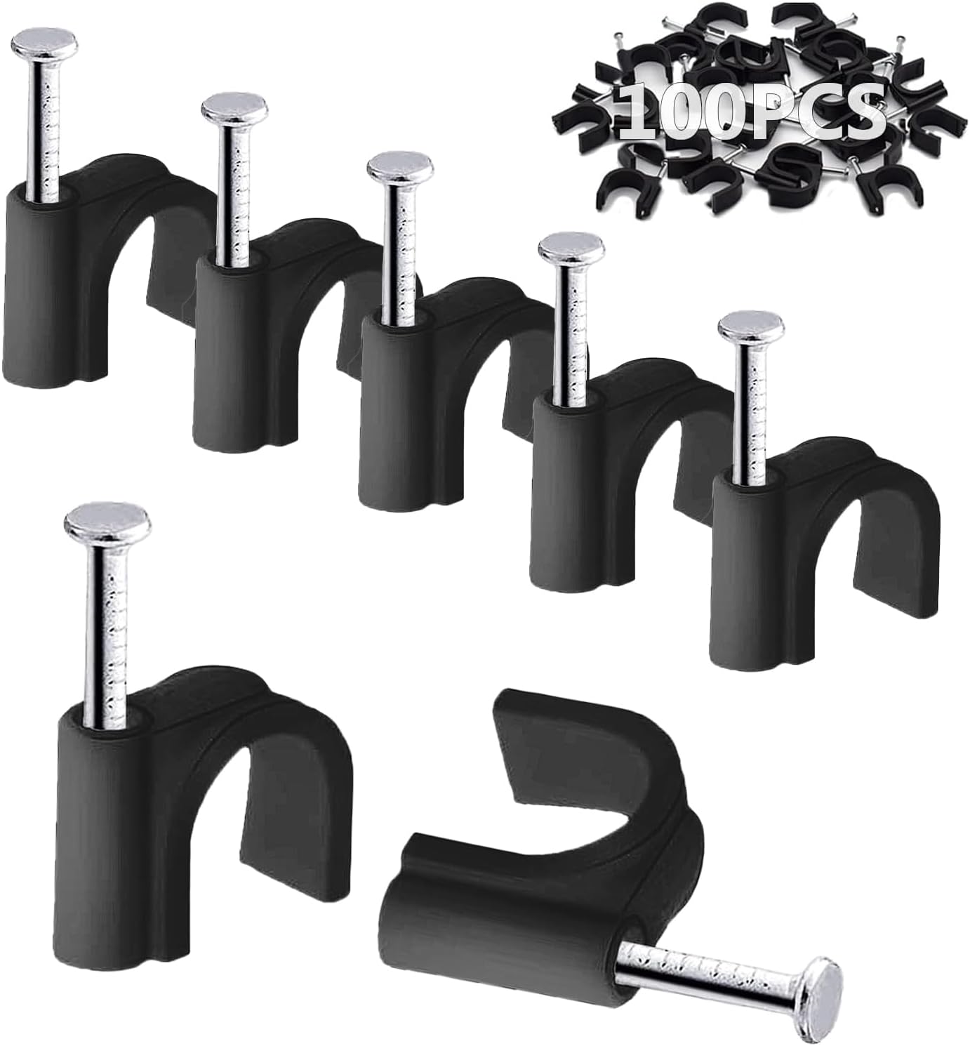 100PCS Round Cable Clips, 5MM Electrical Cable Wall Clip Nail Clips ...