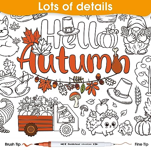 Faccito Fall Giant Coloring Poster 43 x 32 Inch Hello Autumn Coloring ...