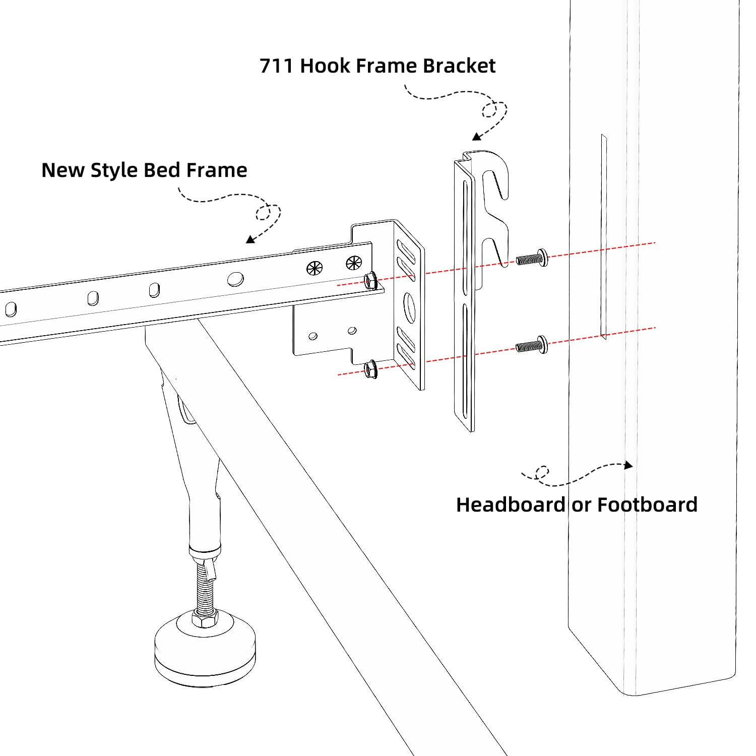 Snapklik.com : 4Pcs #711 Bolt-On To Hook-On Bed Frame Conversion Brackets