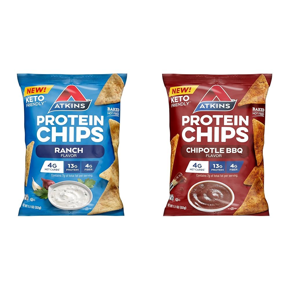 Amazon.com: Atkins Ranch & Chipotle BBQ Protein Chips, 4g Net Carbs ...