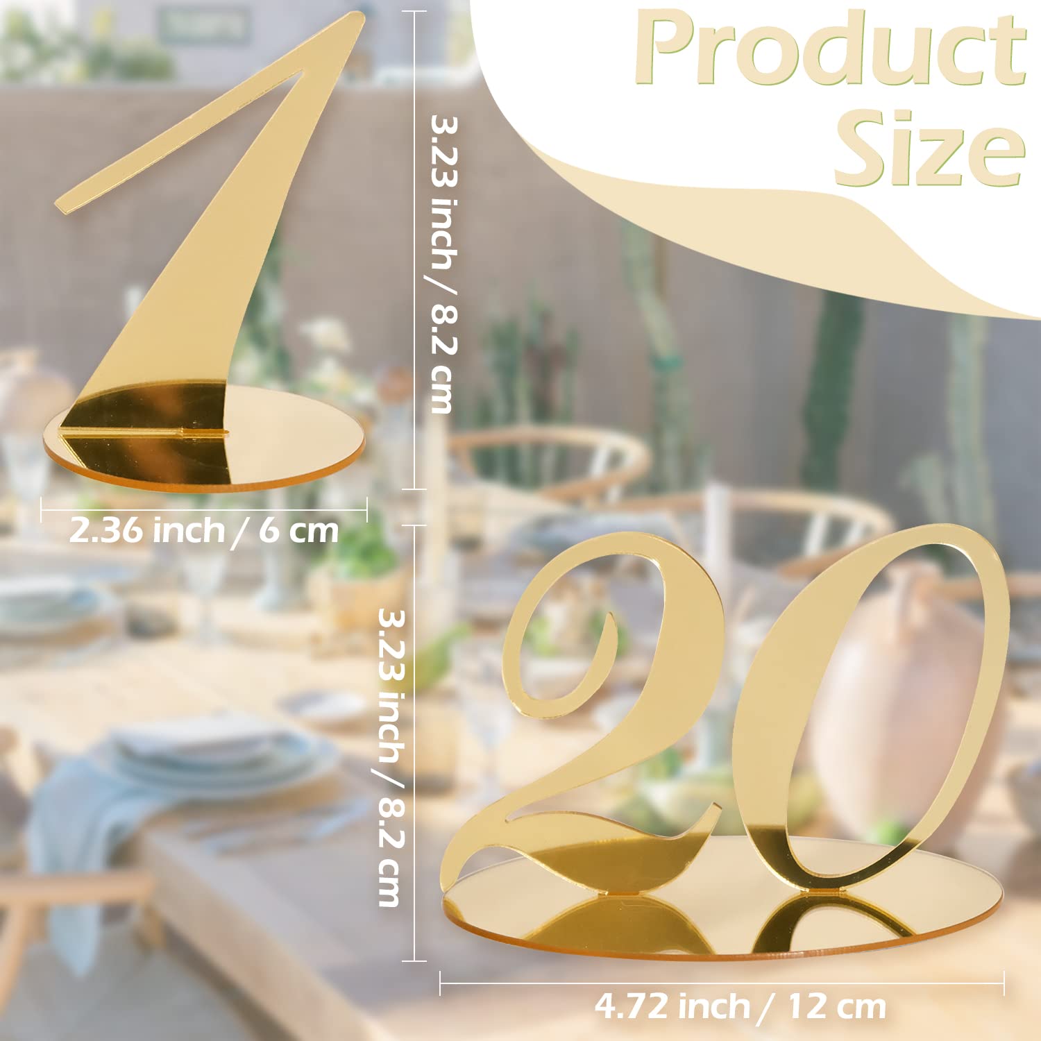 Snapklik.com : Gold Table Numbers Mirrored Table Numbers For Wedding ...