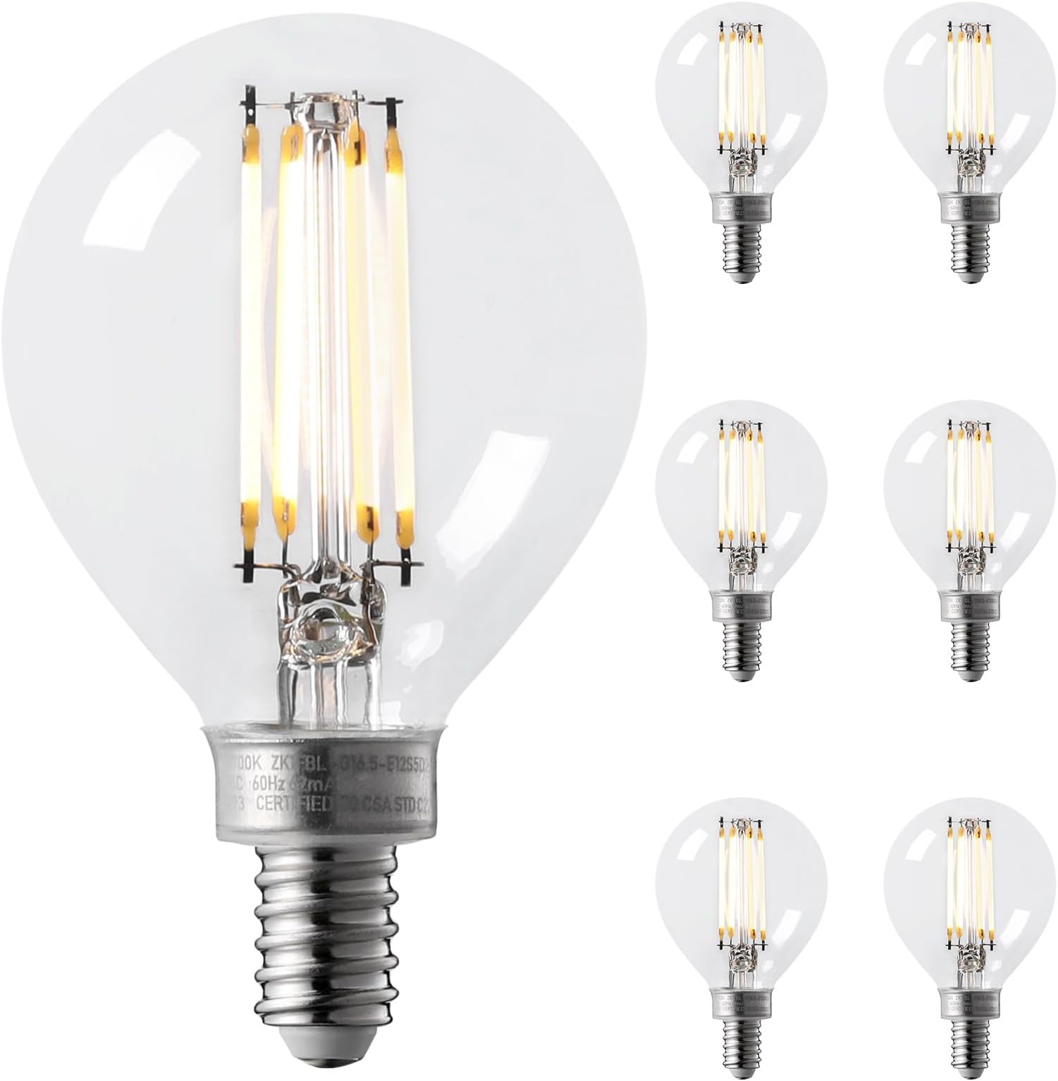 TORCHSTAR Dimmable G16.5 LED Bulb, 5.5W (60W Eqv.), E12 Globe ...