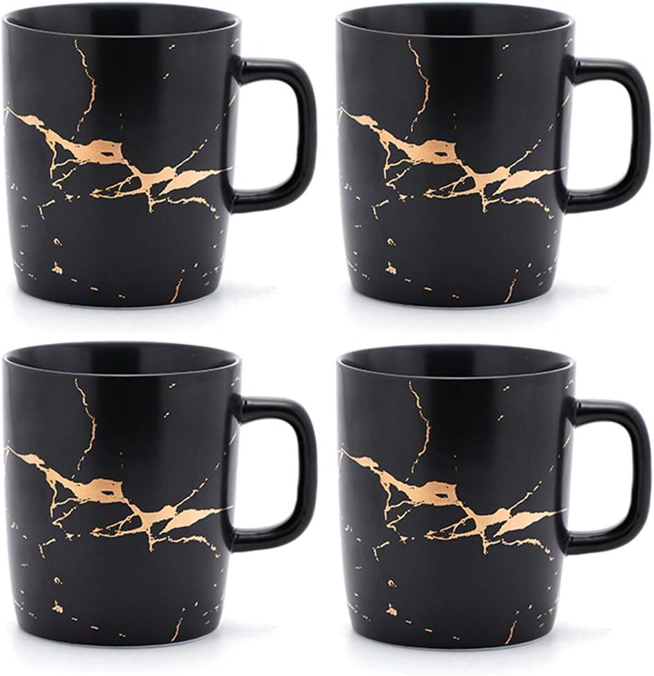 Amazon.com: Coffeezone 12 oz Matte Ceramic Marble Tea Coffee Mugs ...