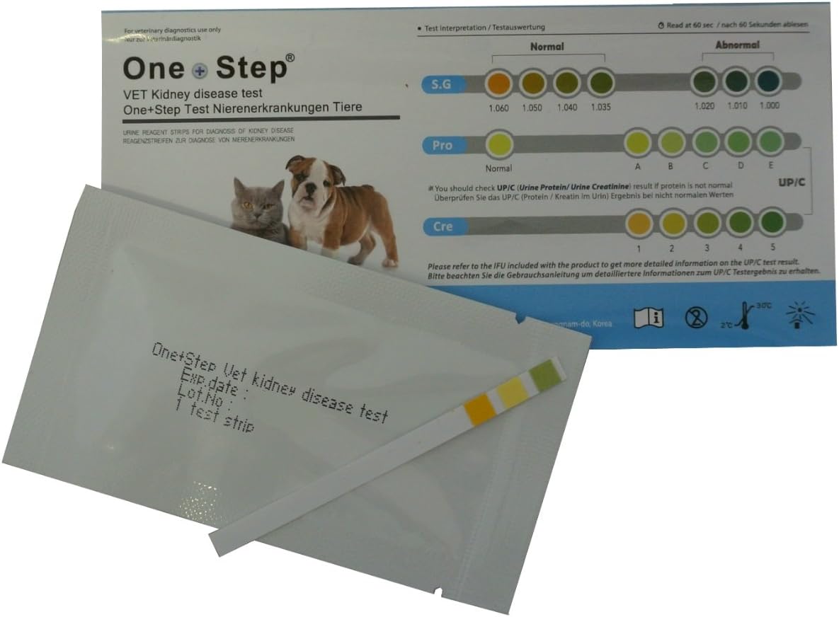 One Step: Pet Vet Kidney Disease Urine Test Strips Cats Dogs - 10 Test ...