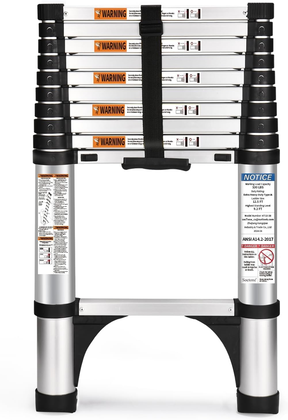 Soctone Telescoping Ladder, 10.5 FT Button Retraction Aluminum ...