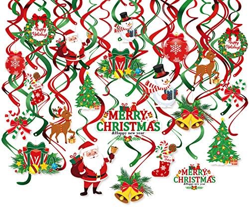 Amazon.com: 40pcs Christmas Swirls Decoration, Konsait Red Green Party ...