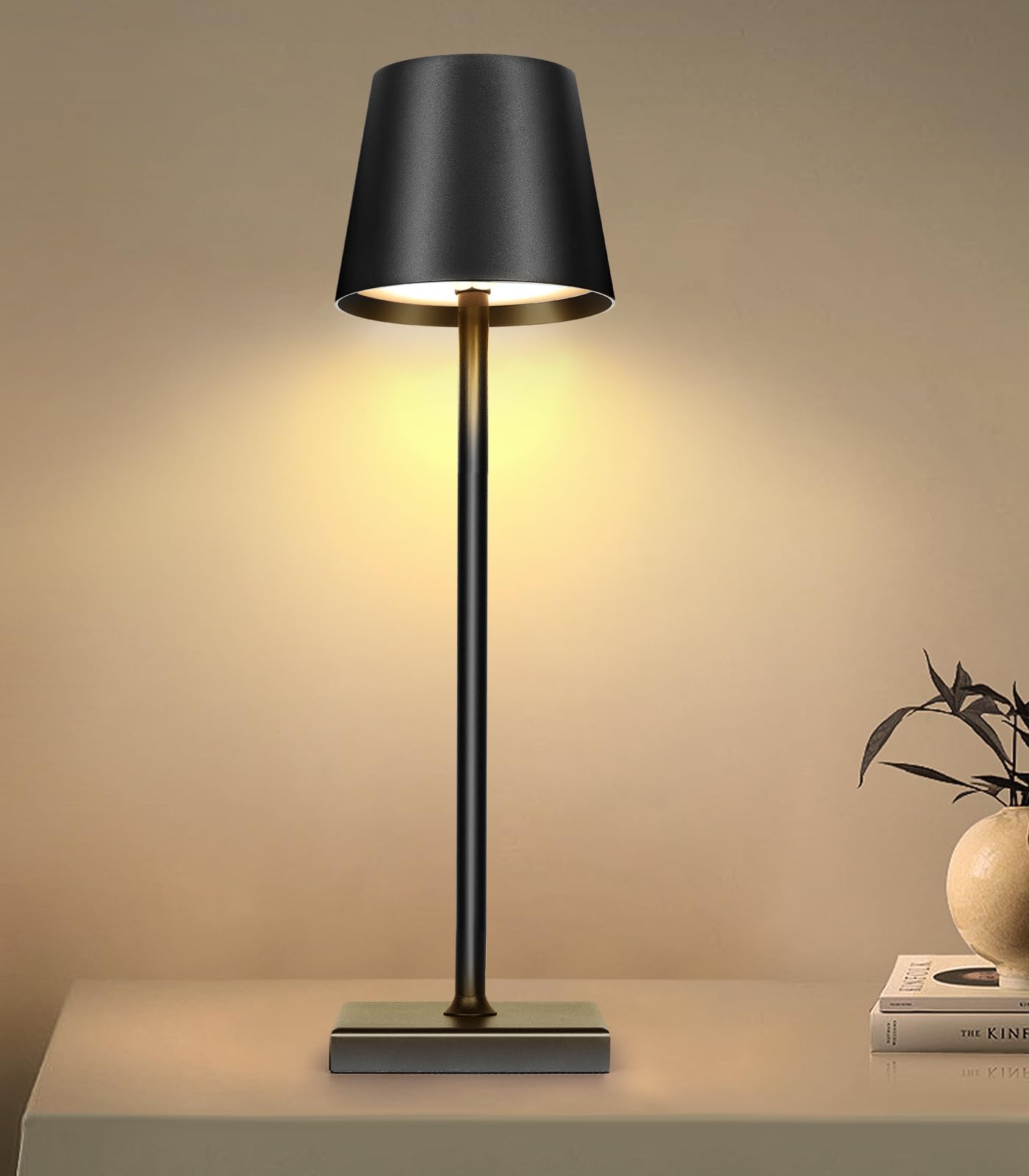 2 Pack Cordless Table Lamps, 3 Color Stepless Dimming LED Desk Lamp ...