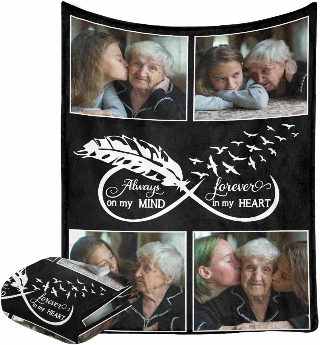 Amazon.com: LOSARON Custom Memorial Blanket with Photos Always on My ...
