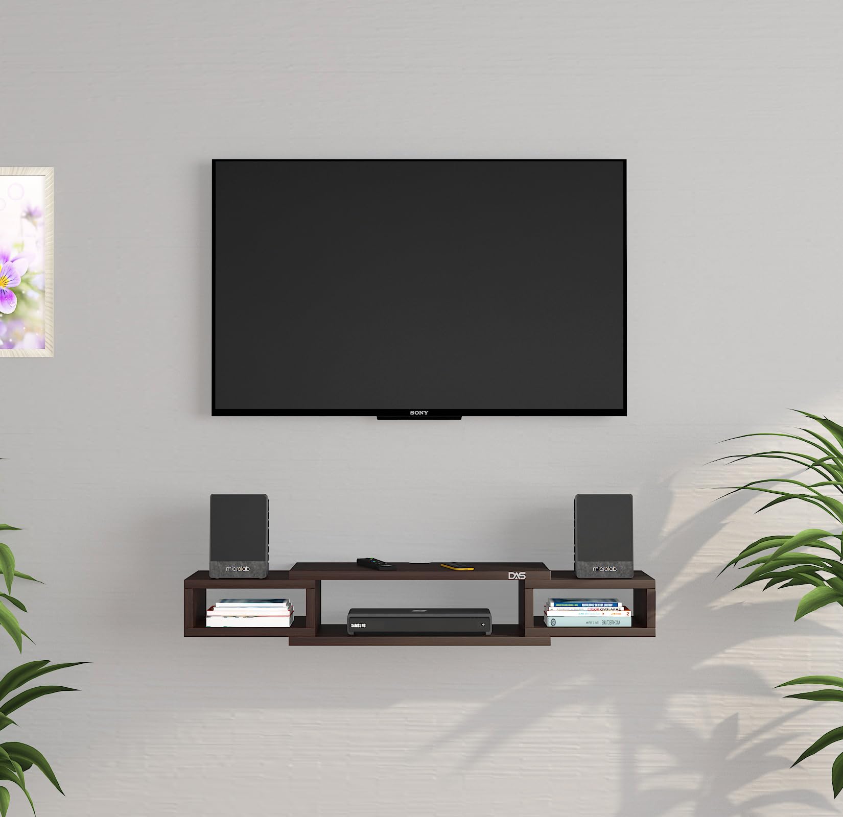 DAS AINA Engineered Wood Wall Mount TV Entertainment Unit/Tv Rack Set ...