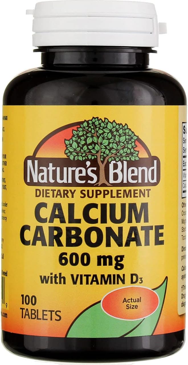 Amazon.com: Nature's Blend Calcium Carbonate 600 mg with D3 400 IU 100 ...