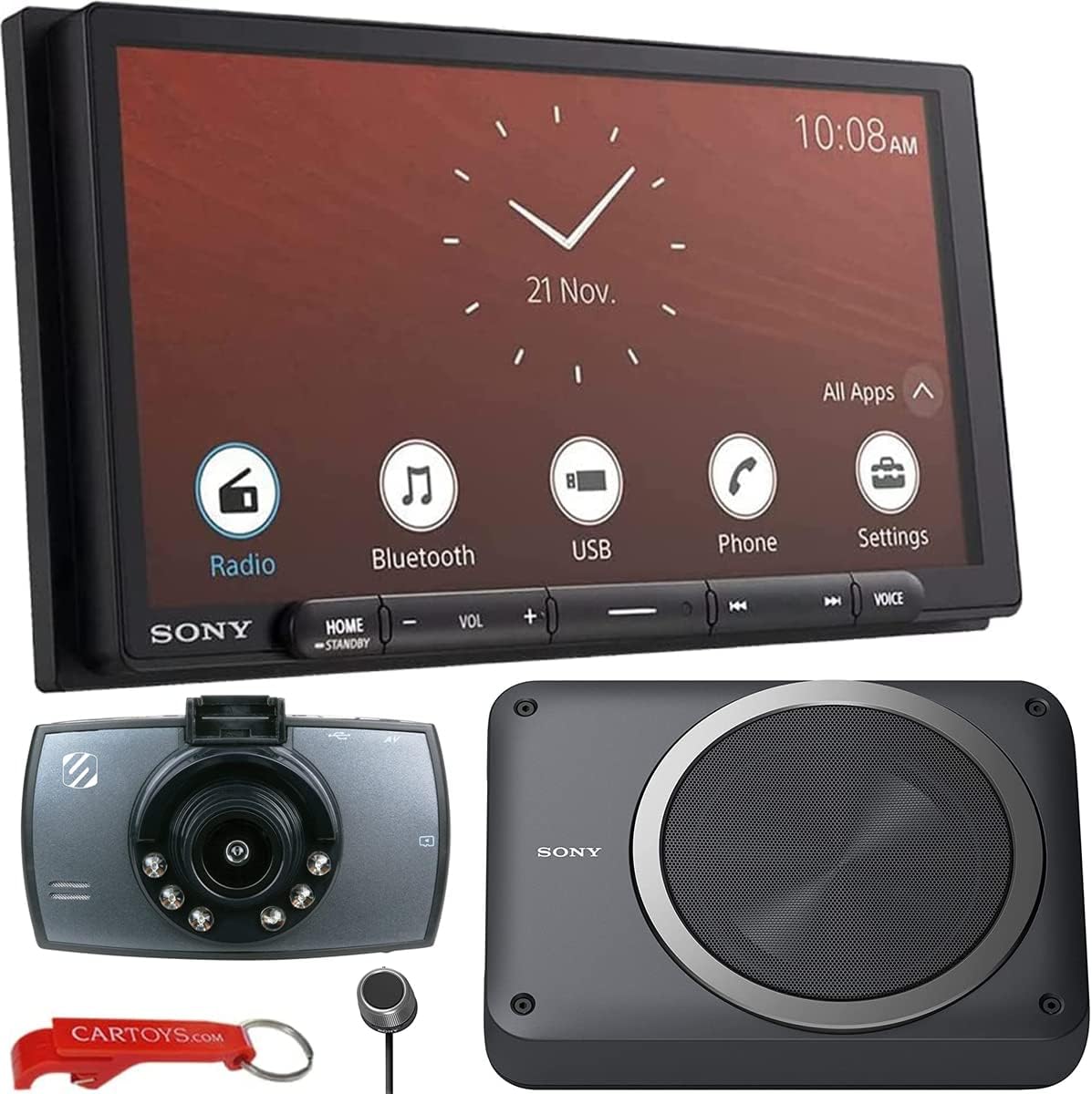 Amazon.com: Sony XAV-AX6000 7" 2-DIN Car Stereo + XS-AW8 Compact ...