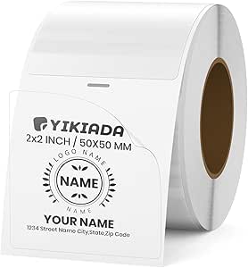 YIKIADA Clear Direct Thermal Label Transparent 2 x 2 Inch Self-Adhesive Rectangle Stickers Paper ...
