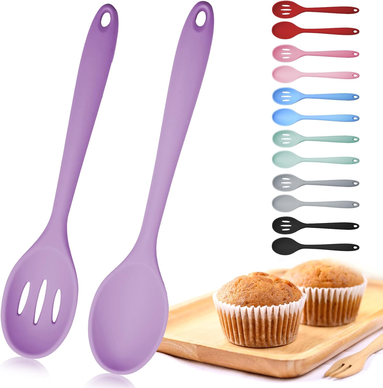 Amazon.com: Mixing Spoons, Silicone Slotted Spoon, Silicone Spoons for ...