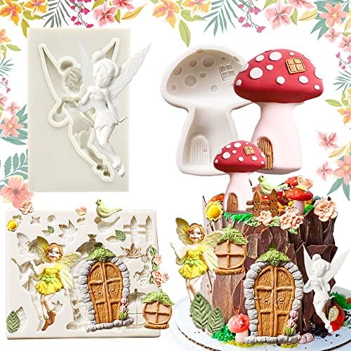 Amazon.com: JeVenis Fairy Cake Mold Fairy Garden Fondant Silicone Molds ...