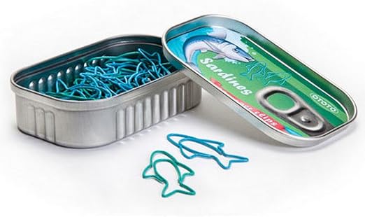 Amazon.com : 1 X Sardine Fish Shaped Paper Clips in a Tin Sardines Box ...