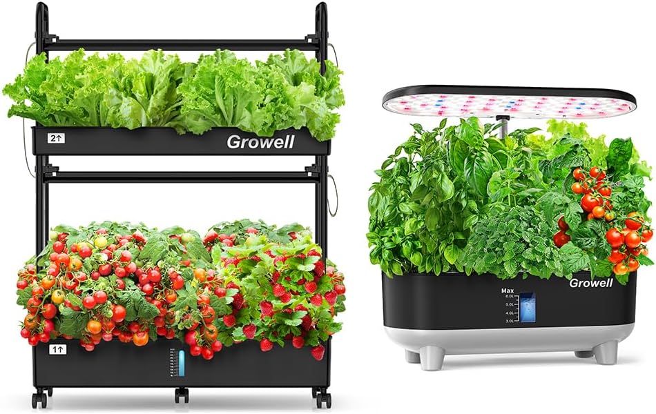 Amazon.com: Growell 16 Pods Hydroponics Growing System Kit & 60 Pods ...