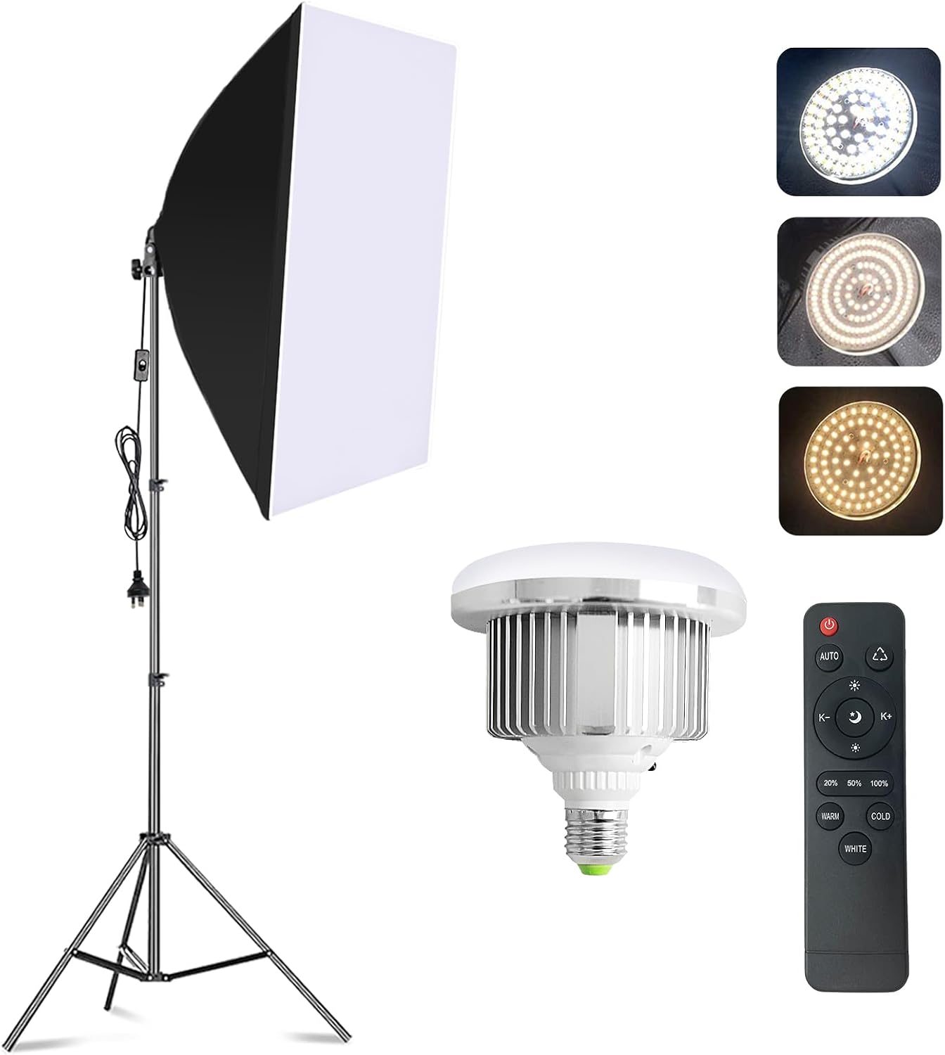 MSKIRA Softbox Lighting Kit 85W Bi-Color LED Dimmable Soft Box Light ...