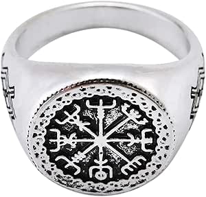 Lemegeton Viking Odin Symbol Vegvisir Gungnir Runic Compass Ring Pagan ...