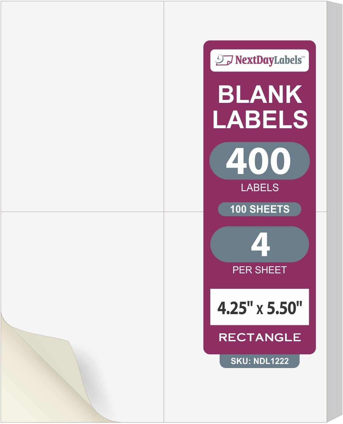 Amazon.com : NextDayLabels – 4-1/4" x 5-1/2" Rectangular Sticker Labels ...