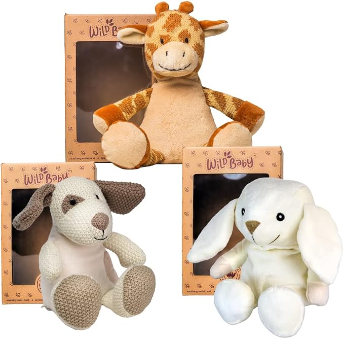 Amazon.com: WILD BABY Giraffe, Dog and Bunny Stuffed Animals, Warmie ...