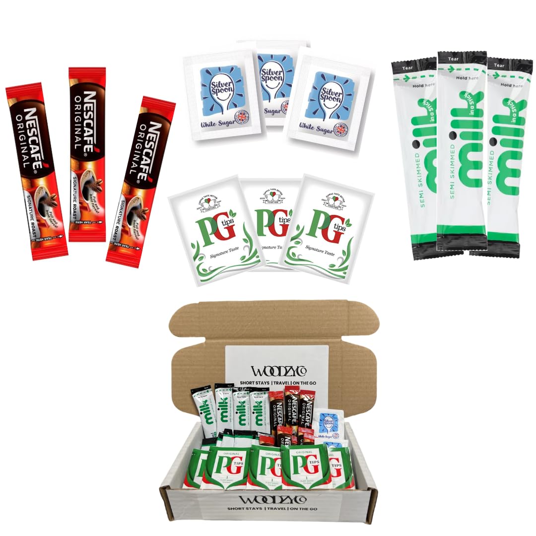 Tea, Coffee, Milk and Sugar Sachets Bundle - Handy Travel Pack - Great ...