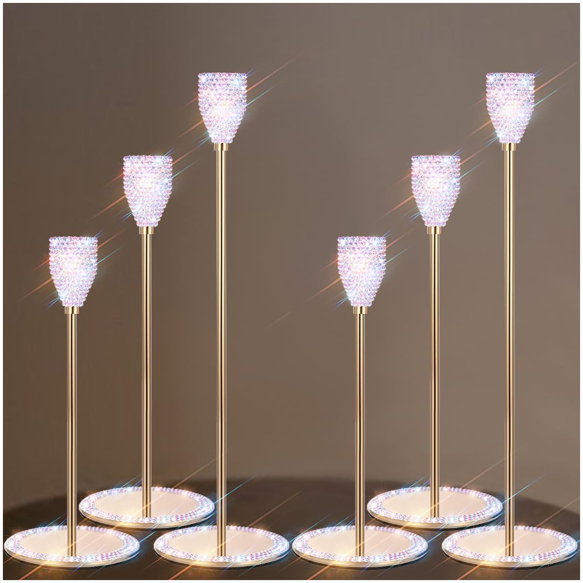 Amazon.com: GUFONKOD Bling Gold Candlestick Holders Shiny Candle Holder ...