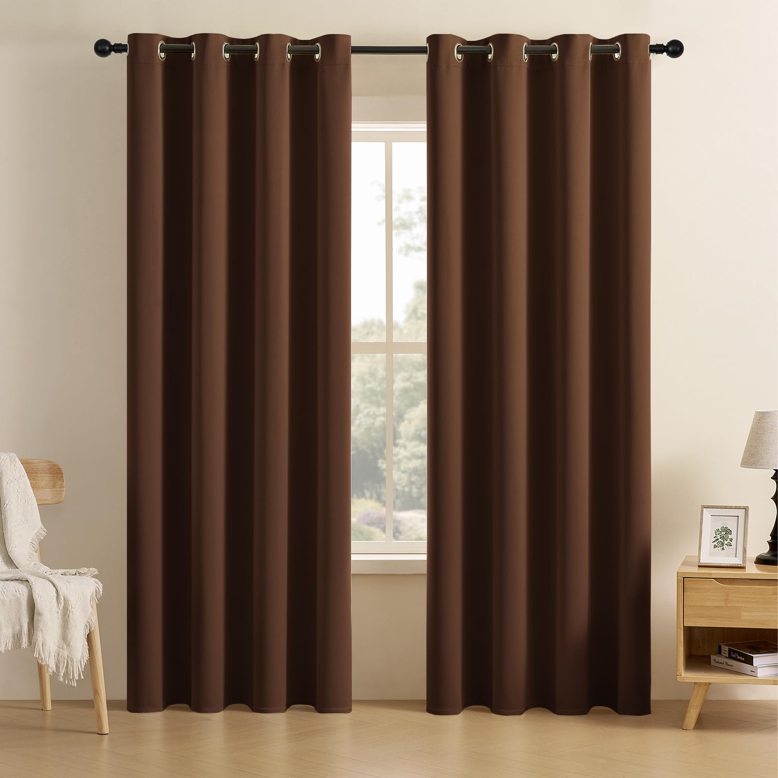 Amazon.com: CUCRAF Brown Blackout Curtains 90 inch Length 2 Panels Set ...