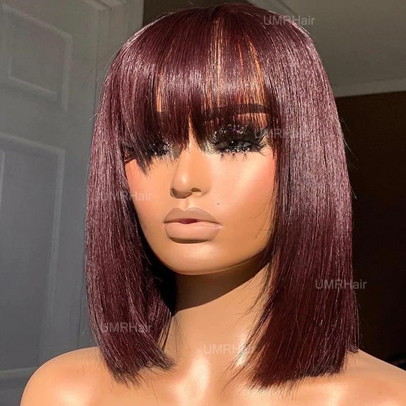 Amazon.com : 10inch Ombre Short Bob Wigs for Black Women Scalp Top 130% ...